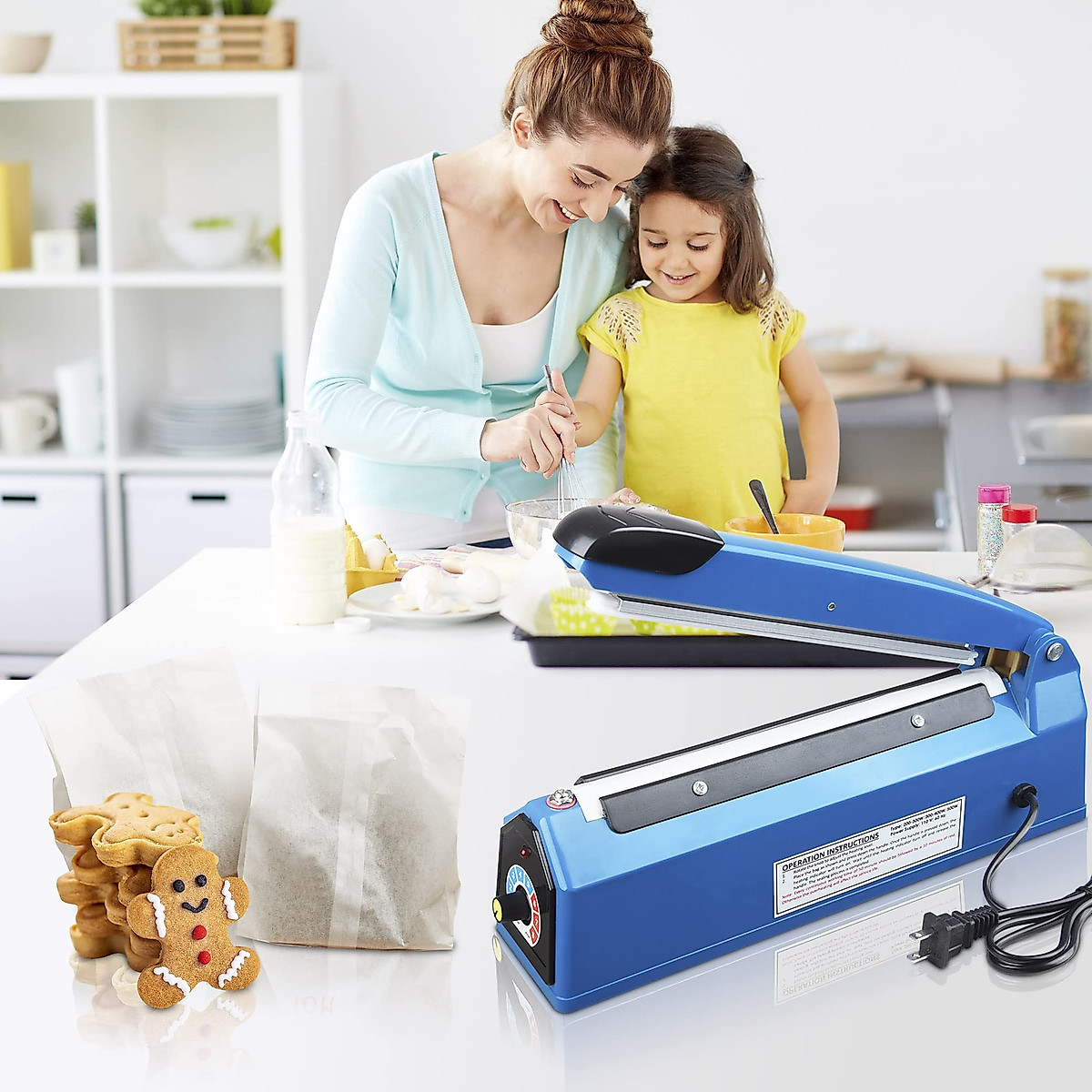 Yescom 8" Impulse Sealer Manual Heat Sealer Plastic Bag Poly Tubing Packaging Machine