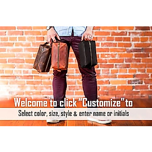 Personalized Leather Toiletry Bag For Men – Dopp Kit Made in USA – Unique Anniversary Gift, Father Gift, Groomsmen Gift, Birthday Gift – Handmade Bag Organizer for Toiletries, Shaving & Grooming Kit
