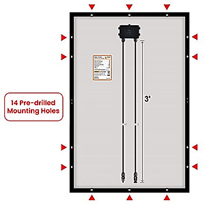 RICH SOLAR Mega 100 Watt Poly Solar Panel Black Frame