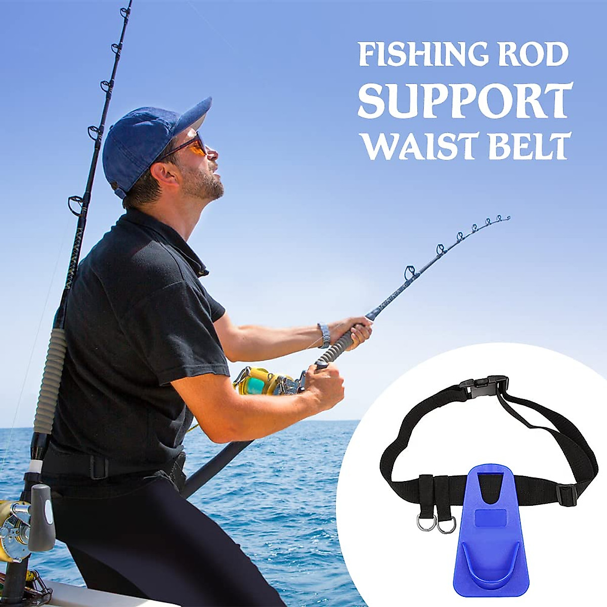 Doorslay Fishing Waist Belt Rod Holder Adjustable Fishing Pole Waist Belt Fishing Tackle Holder Padded Waist Belt
