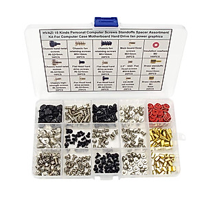 HVAZI 15 Kinds Personal Computer Screws Standoffs Spacer Assortment Kit for Computer Case Motherboard Hard Drive Fan Power Graphics