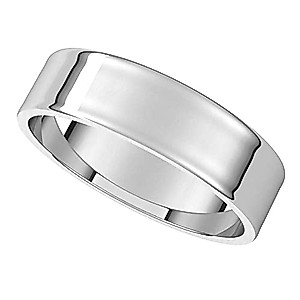 Banvari 14K White Gold 5mm Flat Ultra-Light Band Size 8| Made in USA
