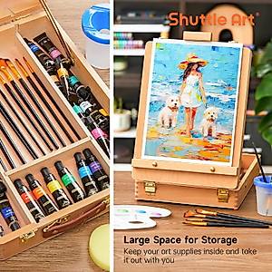 Shuttle Art Acrylic Painting Set, 59 Pack Professional Painting Supplies with Wood Tabletop Easel, 30 Colors Acrylic Paint, Canvas, Brushes, Palette, Complete Painting Kit for Kids, Adults, Artists