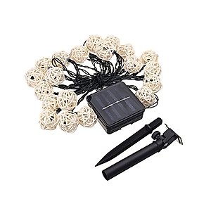 YUEWEIWEI Solar String Lights Outdoor Garden Lights Rattan Spherical LED Lights 30 LED Solar Fairy Tale Lights String Color Garden Lights Home Decoration