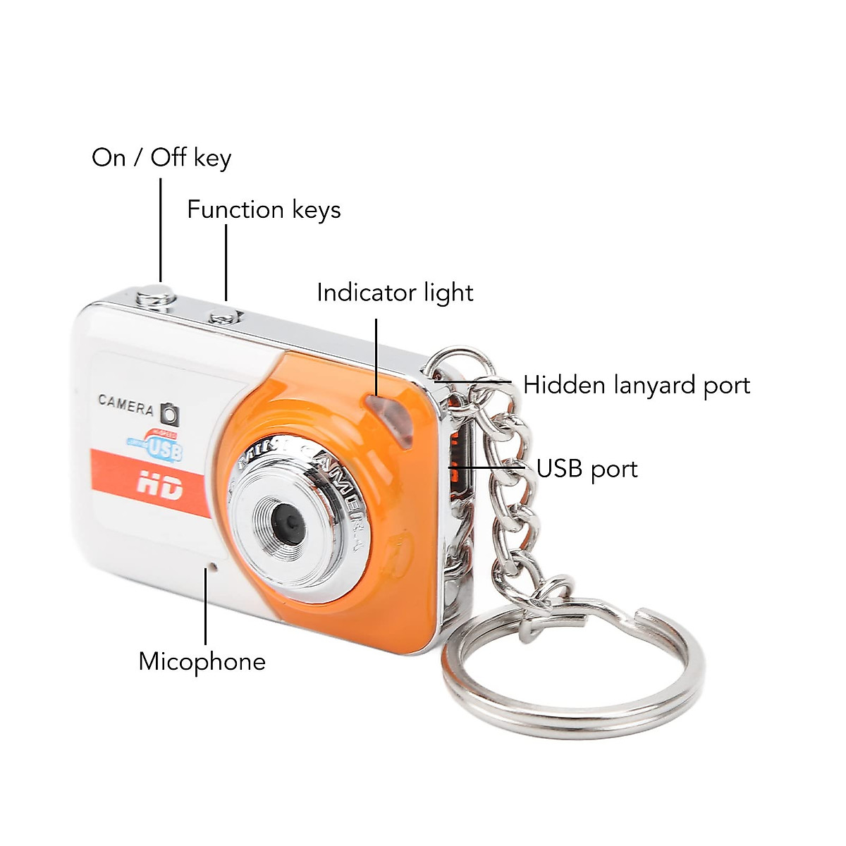 Digital Camera, Mini Thumb Camera, Portable Video Camera with Motion Detection, Point and Shoot Digital Cameras, Fashion Mini DV Camera for Teens Students Kids (Orange)