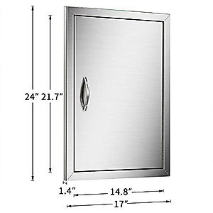 EBUY Outdoor Kitchen Doors 17Wx24H Inch BBQ Vertical Single Access Stainless Steel Door Good for Outdoor Kitchen BBQ Island Grilling Station