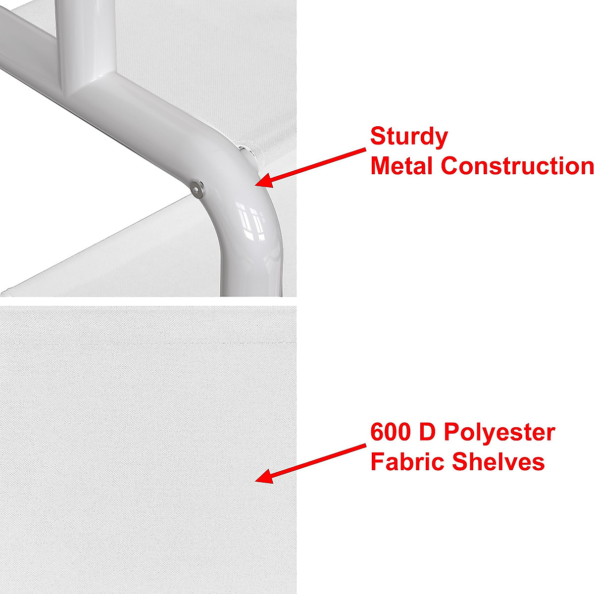 Simple Houseware Garment Rack with Storage Shelves and Coat/Hat Hanging Hooks, White