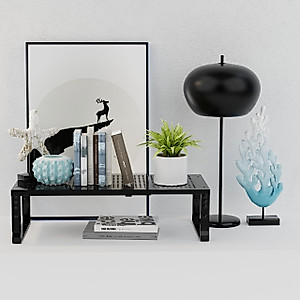 Jojocross Expandable adjustable stackable kitchen organizer, spice rack,Metal Pantry Storage Shelves Rack,Counter Shelf for Cabinets, Countertop, Cupboard(1 PACK/MEDIUM/BLACK)