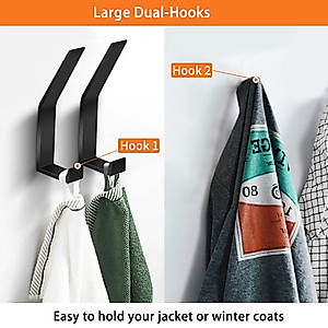 KYOEON Coat Rack Hooks Wall Mounted, Black 4Packs, Bath Towel Rope Hooks for Kitchen, Door, Cabinet, Bathroom, Foyers, Hallways, and Bedrooms
