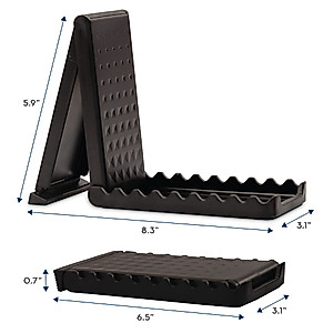 S&T INC. Pot Lid Holder and Spoon Rest for Kitchen Counter, Pot Lid Rack and Cooking Utensils Rest, 3.1 Inch x 8.3 Inch x 5.9 Inch, Black