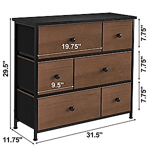REAHOME 6 Drawer Dresser for Bedroom Chest of Drawers Closets Storage Units Organizer Tower Steel Frame Wooden Top Living Room Entryway Office (Espresso)