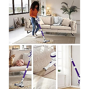 Micol Cordless Vacuum Cleaner, 6-in-1 Lightweight Stick Vacuum, 2 Modes of Powerful Suction, Maximum 38 Mins Runtime, Removable Battery, Household Vacuum Cleaner for Home Hard Floor Pet Hair Carpet