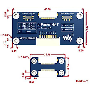2.13inch Flexible E-Ink Display HAT for Raspberry Pi 4B/3B+/3B/2B/Zero/Zero W/WH and Jetson Nano,212X104 Pixel White Black Two Color Display Section Bendable SPI Interface Support Partial Refresh
