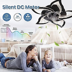 Nogcew Modern Ceiling Fan with Lights, 26 Inch Flush Mount Ceiling Fan with Remote and APP Control 6 Speeds Reversible,Low Profile Ceiling Fan with Light for Bedroon Livingroom Kitchen.