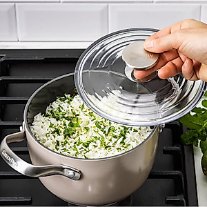 GreenPan Healthy Ceramic Nonstick, 2QT Rice Grains and Soup Maker, Caldero Pot with Lid, PFAS-Free, Induction, Dishwasher Safe, Oven Safe, Taupe