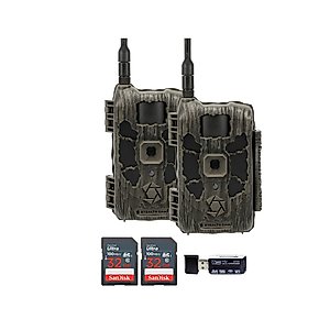 Stealth Cam 40MP Deceptor Max Cellular Trail Camera with 0.4-Second Trigger Speed (2-Pack) Bundle with 32GB Memory Card (2-Pack) and 4-in-1 Card Reader (4 Items)