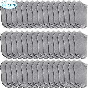 Syhood 60 Pairs Thin Low Cut Ankle Socks Bulk Socks for Men Women No Show Socks Unisex Cotton Socks for Homeless Casual Sports Tab(Gray)