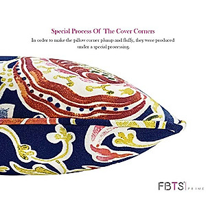 FBTS Prime Pack of 2 Outdoor Waterproof Decorative Lumbar Pillows with Inserts for Patio Furniture, 20x12 Inch Fade Resistant Patio Garden Lumbar Cushions for Couch Bed Sofa, Jacobean Navy