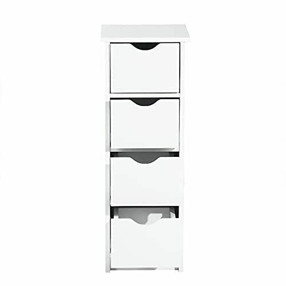 MAXCBD Nightstand Bedside Table Drawer Cabinet Floor Cabinets Storage with 4 Drawers for Bathroom Laundry Room Bedroom Fashion Pure Matt White Sleek Design Appearance Storage Tower Dresser