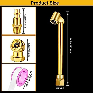 GODESON Heavy Duty Dual Head Air Chuck,Closed Ball Tire Chuck with 1/4 Inch Female NPT and Two Standard Male Quick Plug, Tire Air Fill Kit for Tire Inflator Gauge and Air Compressor