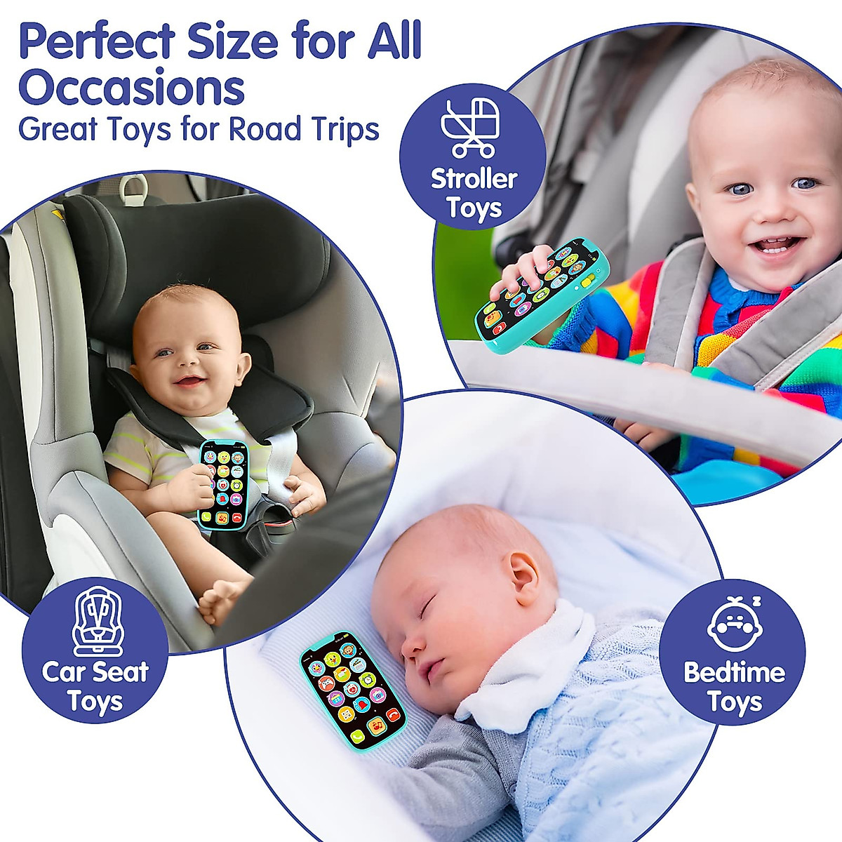 Toys for 1 Year Old Boy Toys, 15 Functions Phone Baby Toys 6-12 Months, Baby Cell Phone Toy 12-18 Months, Learning Toys for Toddlers 1-3, Easter Basket Stuffers - Cyan