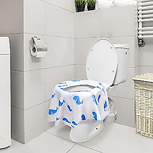 20 Pack Toilet Seat Covers Disposable, Extra Large Disposable Toilet Seat Covers for Adults, Individually Wrapped Potty Training Liners with Non-Slip Adhesives for Kids in Home, Restrooms&Travel -Blue