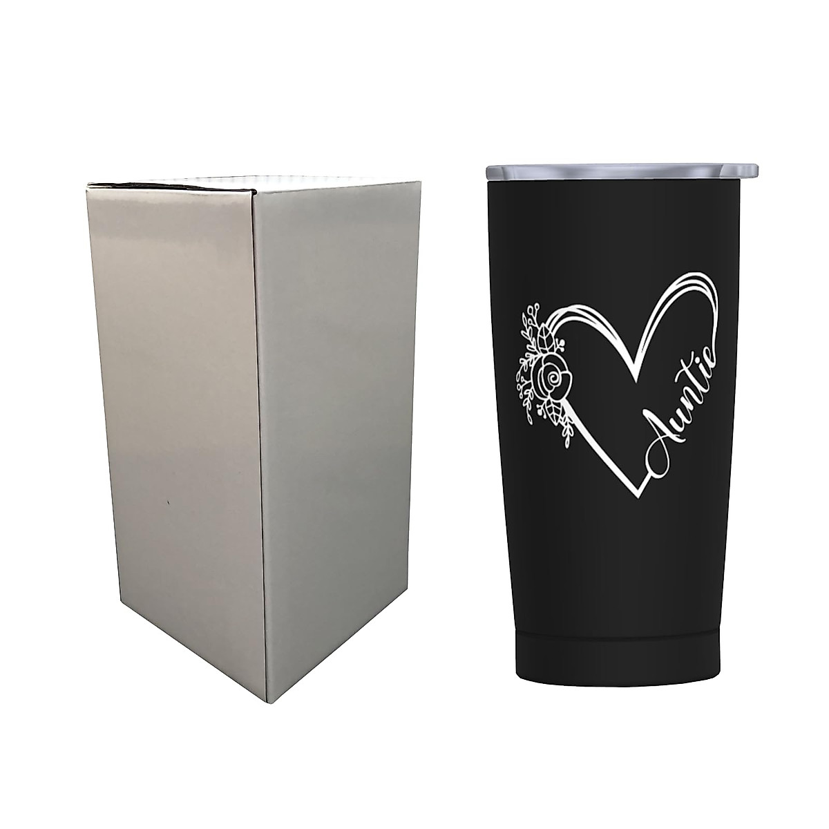 Yipaidel 20oz Stainless Steel Rose Tumbler - Vacuum Insulated Mug with Lid, Inspirational Auntie Gifts for Mom/Sister/Best Friend, Motivational Coworker Gifts for Mothers Day Christmas (Auntie Rose)