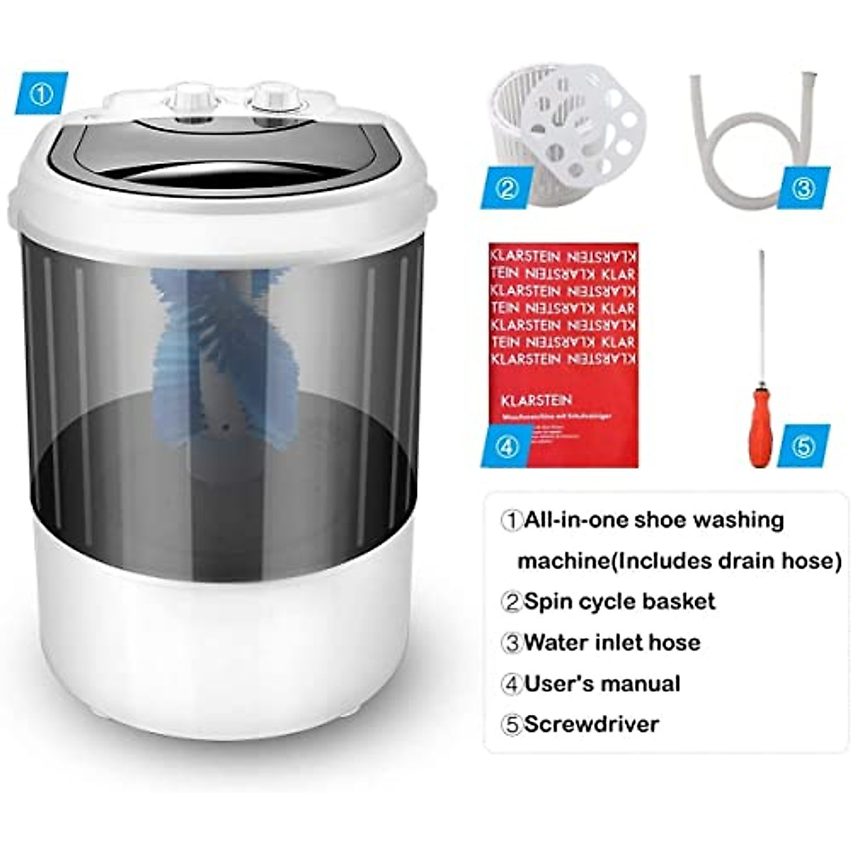 MISMORI Mini shoe washing machine, portable shoe washing machine, portable shoe washing machine, children's shoe washing machine, children's shoe washing machine, rotary controller 3 in 1 for children