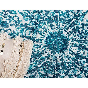 Unique Loom Sofia Collection Area Rug - Grace (8' x 10', Turquoise/ Ivory)
