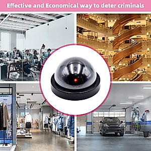 EXCERCUS Fake Security Camera,Simulation Dummy Hemisphere Dome Camera,Wireless Surveillance System Realistic Look Indoor Waterproof with Flashing Red LED Light for Home Business Parking lot,4 Pack