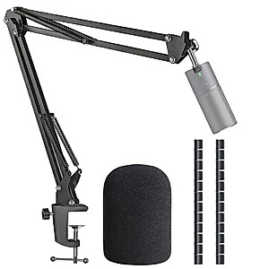 Razer Seiren X Mic Boom Arm Stand with Pop Filter, Compatible with Razer Seiren X USB Microphone with Cable Sleeve by SUNMON