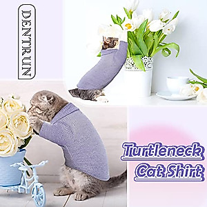 DENTRUN Sphynx Hairless Cats Shirt Pullover Kitten T-Shirts, Breathable Cat Wear Turtleneck Sweater Adorable Cat's Clothes Vest Pajamas Jumpsuit