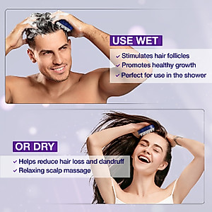 Guyology Labs Head Massager for Hair Growth - Hair Loss Shampoo Shower Brush - Soft Silicone Scalp Scrubber for Dandruff Removal - Scalp Scrub Wash Tool