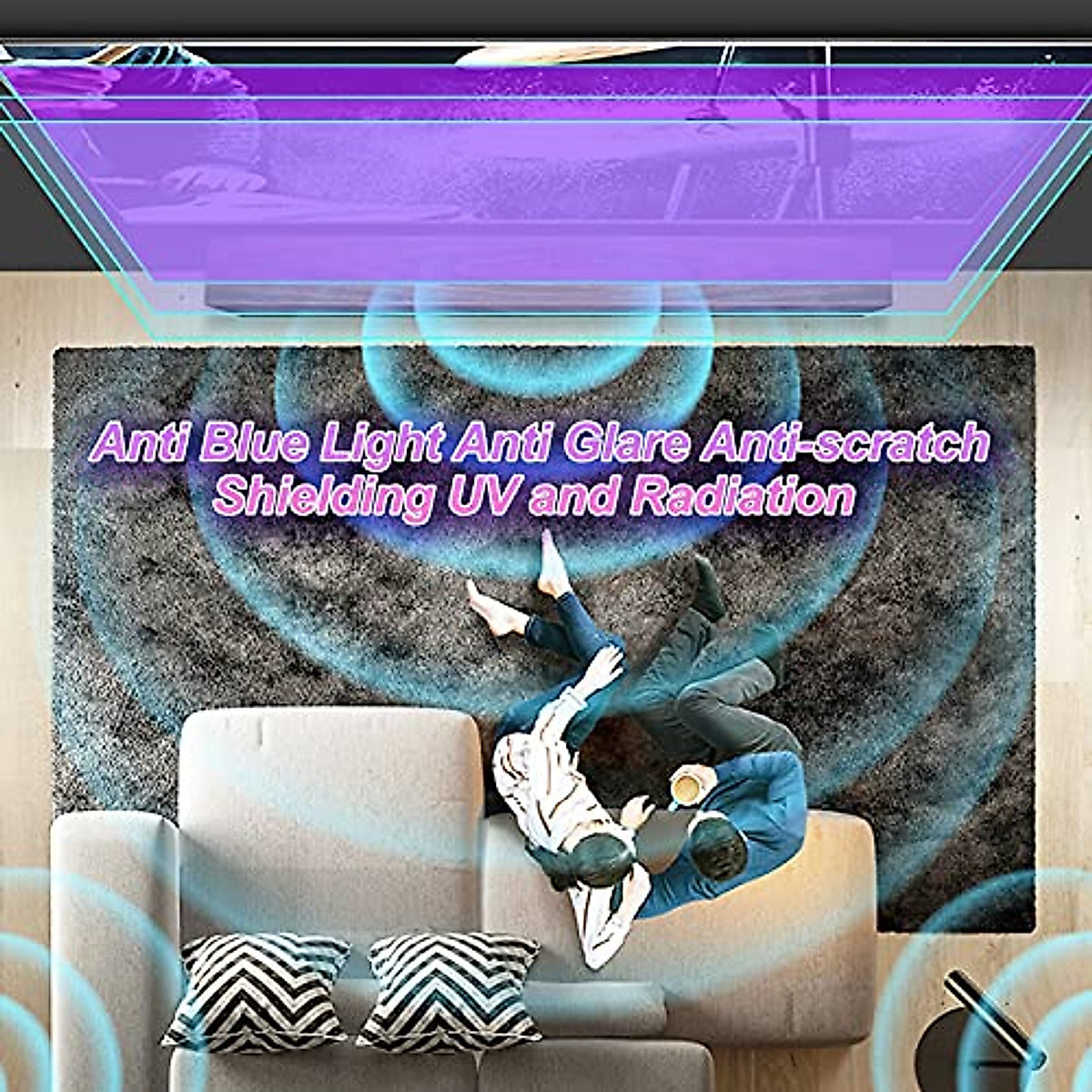 Anti UV TV Screen Protector for 65 Inch, Indoor Outdoor Anti Glare TV Anti Blue Light Screen Frosted Film Anti Glare Film for TV