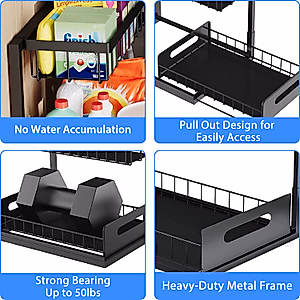 BARTHKIT Under Sink Organizer, 2 Tier Pull Out Under Sink Organizers and Storage, Sliding Kitchen Sink Organizer for Bathroom Kitchen Cabinet Pantry