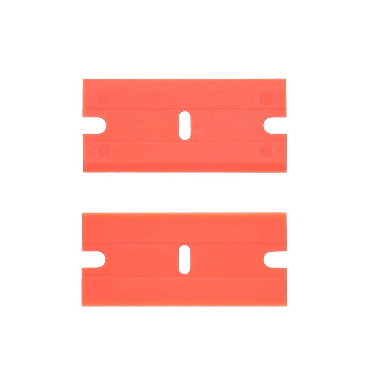 200pcs Plastic Razor Blades, Non-scratch Double Edged, for 1.5-inch Universal Safety Scraper Plastic Common Scraper, Remove Decals, Stickers, Adhesive, Clean Glass Window, Orange