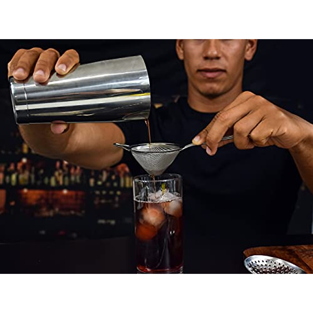 TheBarsentials Cocktail Strainer Set Stainless Steel Bar Tool with Stirring Spoon - Hawthorne Strainer, Julep Strainer, Fine-Mesh Strainer/Sifter