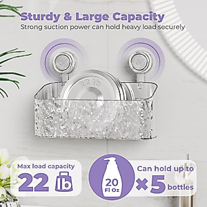 KatiKaddy Suction Cup Shower Caddy 2-Pack Set, No-Drilling New Home Decor Essentials, Large&Small Shower Organizer Shelf, Rustproof Sturdy Accessories Storage Rack, For Apartment Wall Bathroom Dorm RV