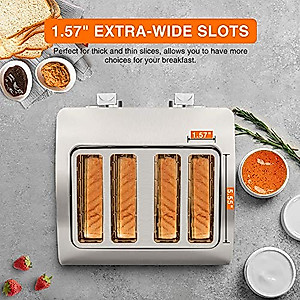 Schloß 4 Slice Toaster, Extra Wide Slot for Bread, Stainless Steel,Warming Rack, 6 Shade Settings, Bagel/Defrost/Cancel with Removal Crumb Tray (THT-3012D)