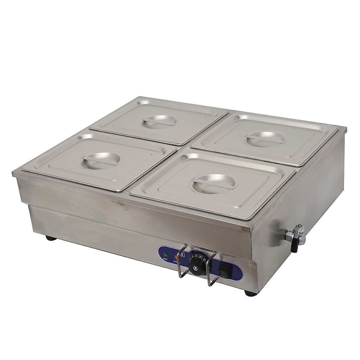Techtongda 4-Pan Counter Top Warmer Bain-Marie Buffet Food Warmer 110V 1500W