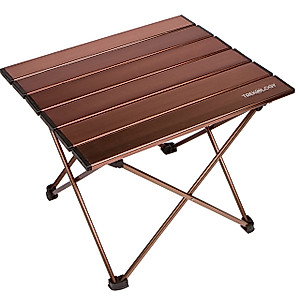 TREKOLOGY Medium Aluminum Camping Table Brown Foldable Portable