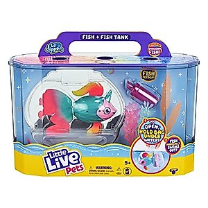 Little Live Pets - Lil' Dippers: Fantasea | Interactive Toy Fish & Tank, Magically Comes Alive in Water, Feed and Swims Like A Real Fish