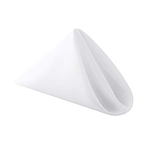 Ascoza 25pcs Polyester Cloth Napkins - 20 x 20 inch White Dinner Washable Napkins with Hemmed Edges for Restaurant/Wedding/Hotel(25,White)