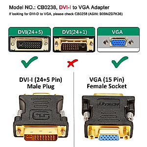 DTech DVI Male to VGA Female Adapter DVI-I 24+5 Port Converter