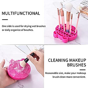 Makeup Brush Cleaning Mat,2 in 1 Makeup Brush Holder for Washing and Holder, Silicone Scrubber Pad for Drying Rack Cosmetic Clean Tools, 1 Pack