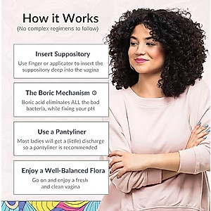 Flower Power Vegan Boric Acid Suppositories - 30 Capsules - 600mg for Vaginal Odor and pH Balance - Made in USA