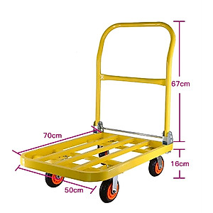 Generic Platform Hand Trucks Shopping Cart, Folding Cart with Wheels, Aluminum Alloy Trolley, Maximum Load Capacity 200Kg/440Lb