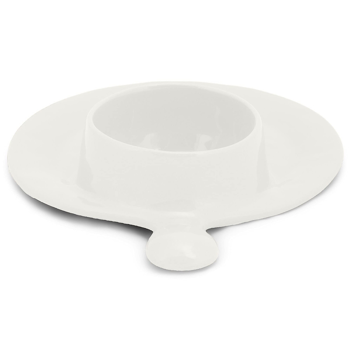 DEMDACO Artisan Divided Glossy Cream 9 x 9 Ceramic Stoneware Soup and Sandwich Plate