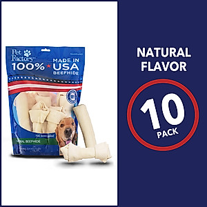 Pet Factory 100% Made in USA Beefhide 6-7" Assorted (Bones & Rolls) Dog Chew Treats - Natural Flavor, 10 Count/1 Pack