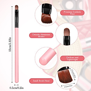 Patelai 48 Pcs Flat Makeup Brushes Flat Lip Concealer Brushes Small Portable Eyebrow Brush Concealer Makeup Brush Synthetic Lip Brush Beauty Makeup Tool for Concealing Blending Setting Buffing(Pink)